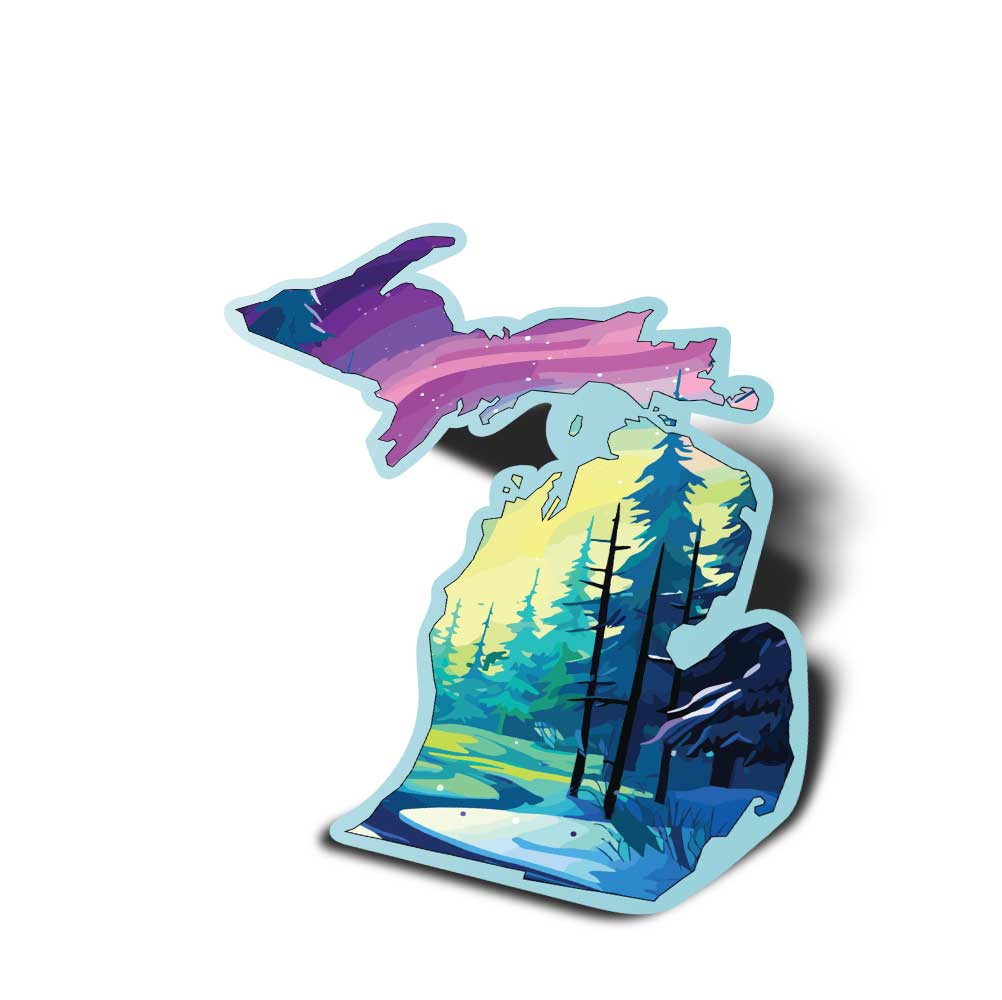 Aurora Borealis State of Michigan Die Cut Sticker – Stella's Stickers ...