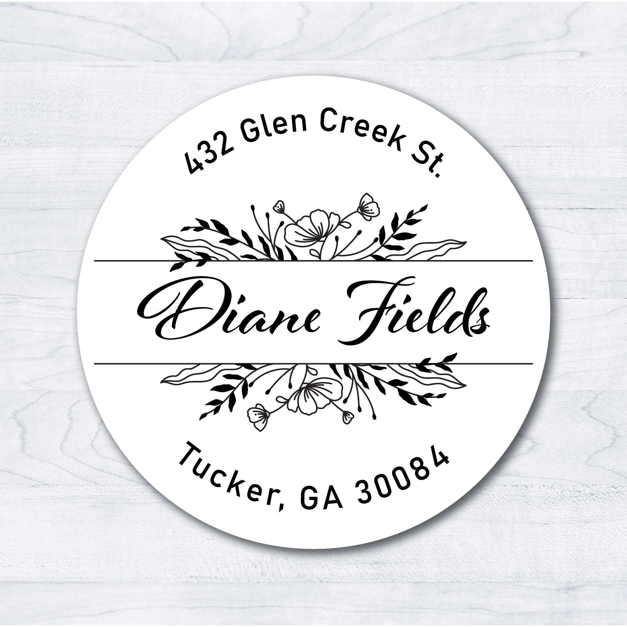 Elegant Script Return Address Circle Labels – Stella's Stickers & Cards