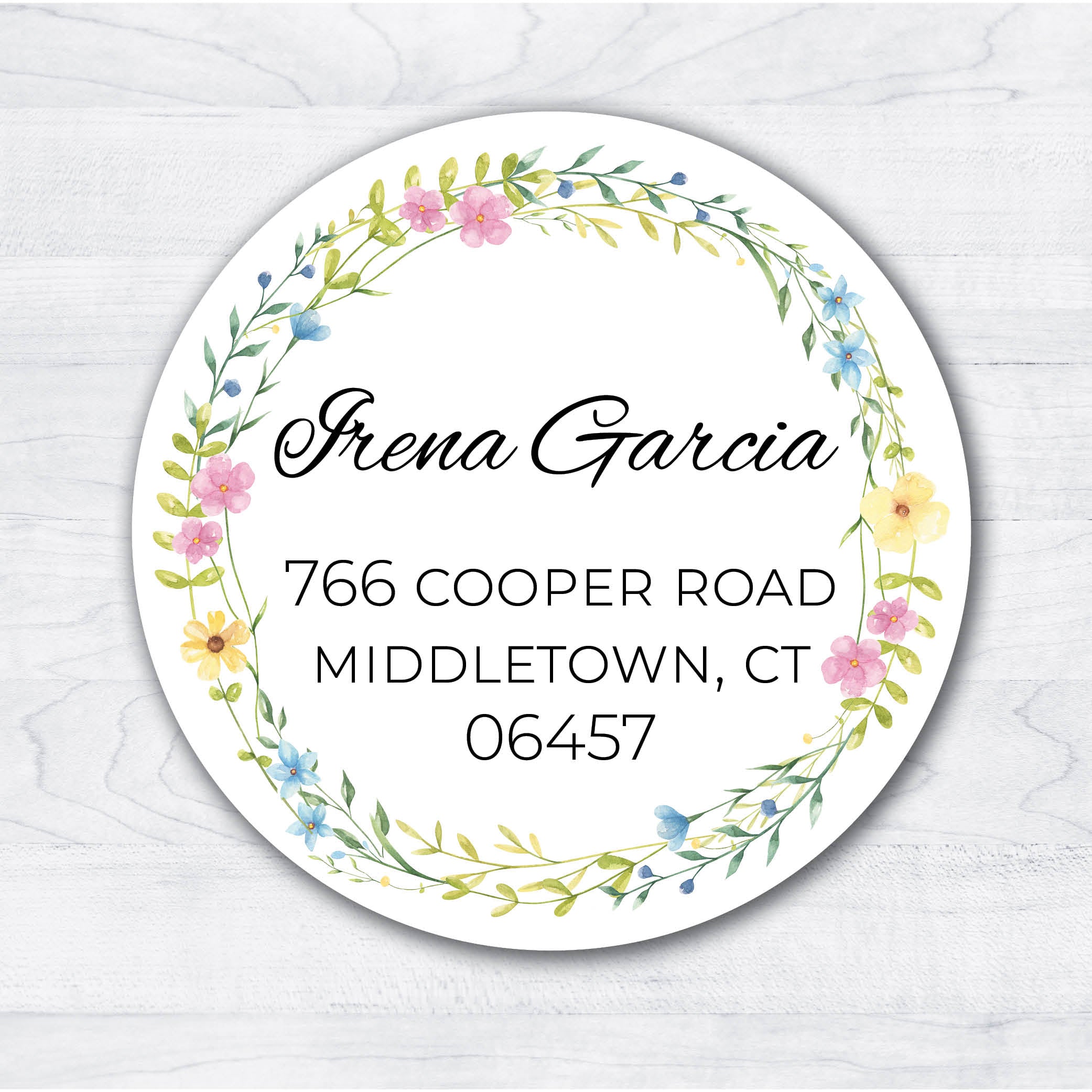 Pastel Floral Return Address Circle Labels – Stella's Stickers & Cards