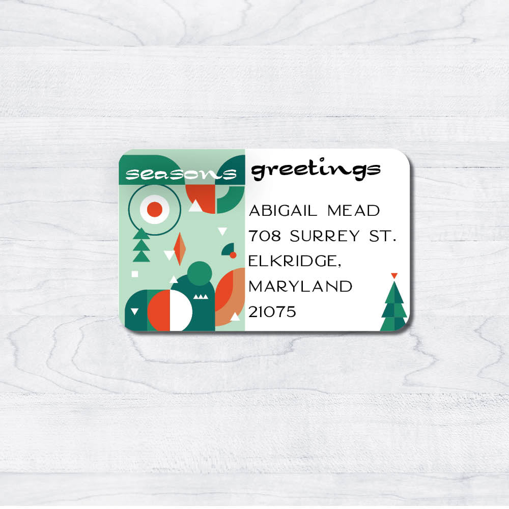Mid-Century Modern Green Christmas Labels with Abstract Shapes – Stella ...
