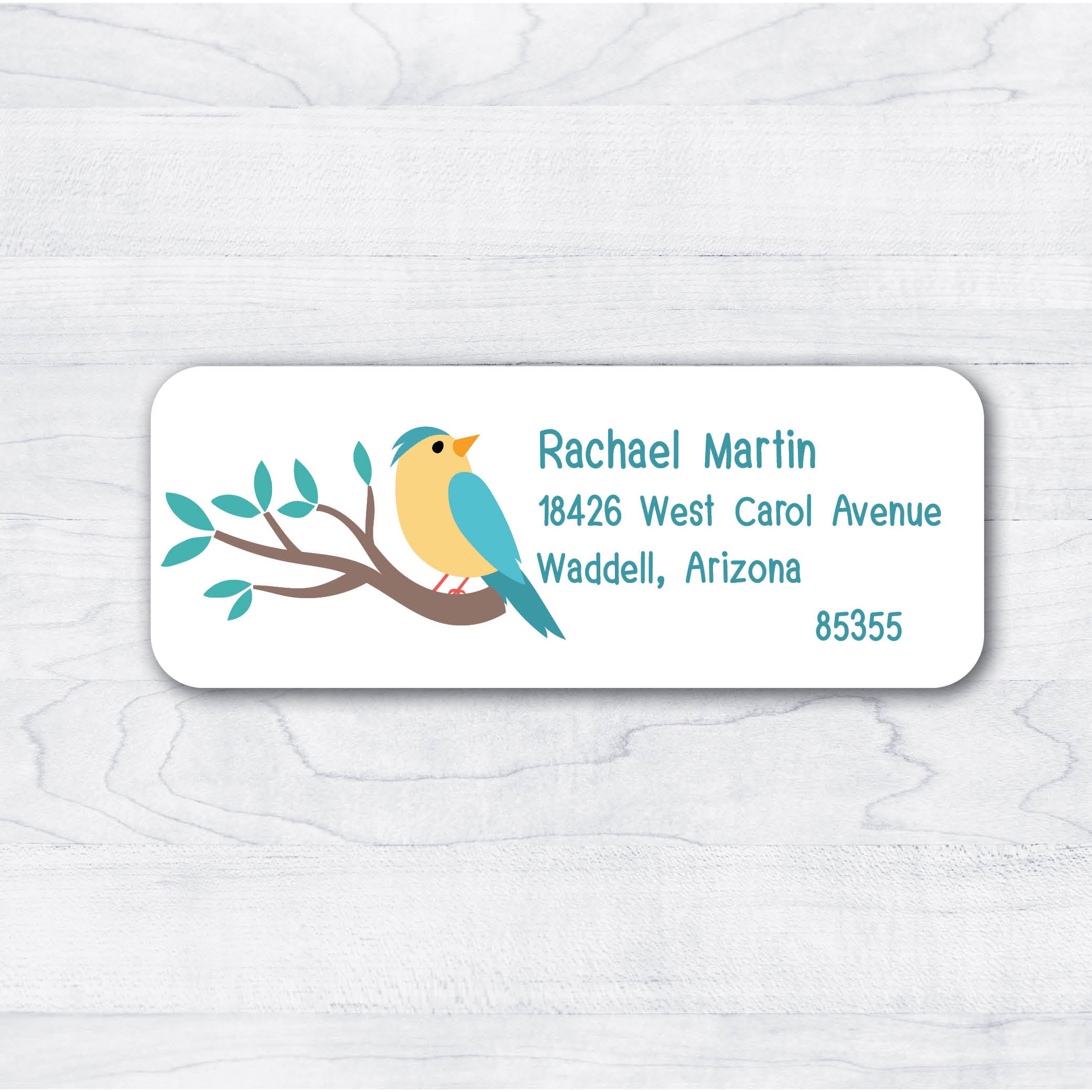 Blue & Yellow Birds Return Address Label – Stella's Stickers & Cards