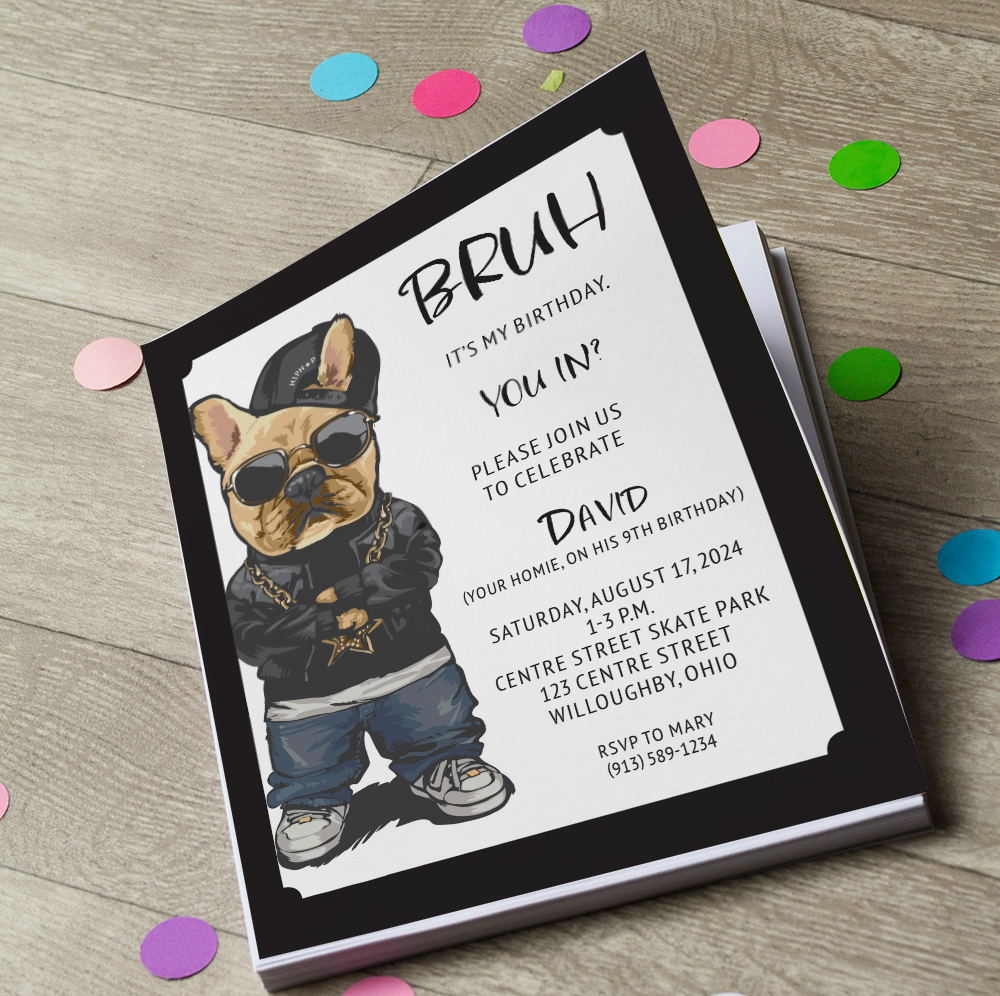 Bruh Birthday Invitations Irreverant Teen Slang All Ages with Envelope ...
