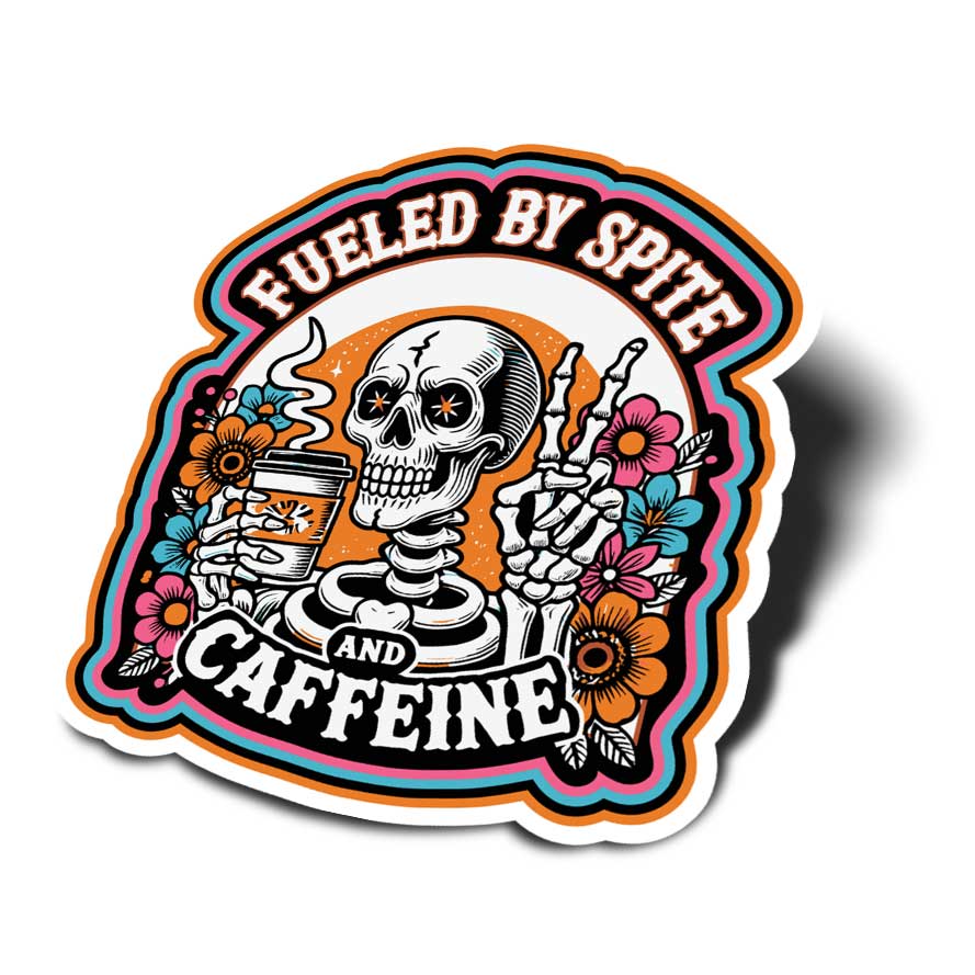 Fueled by Spite and Caffeine Skeleton Vinyl Decal for Halloween ...