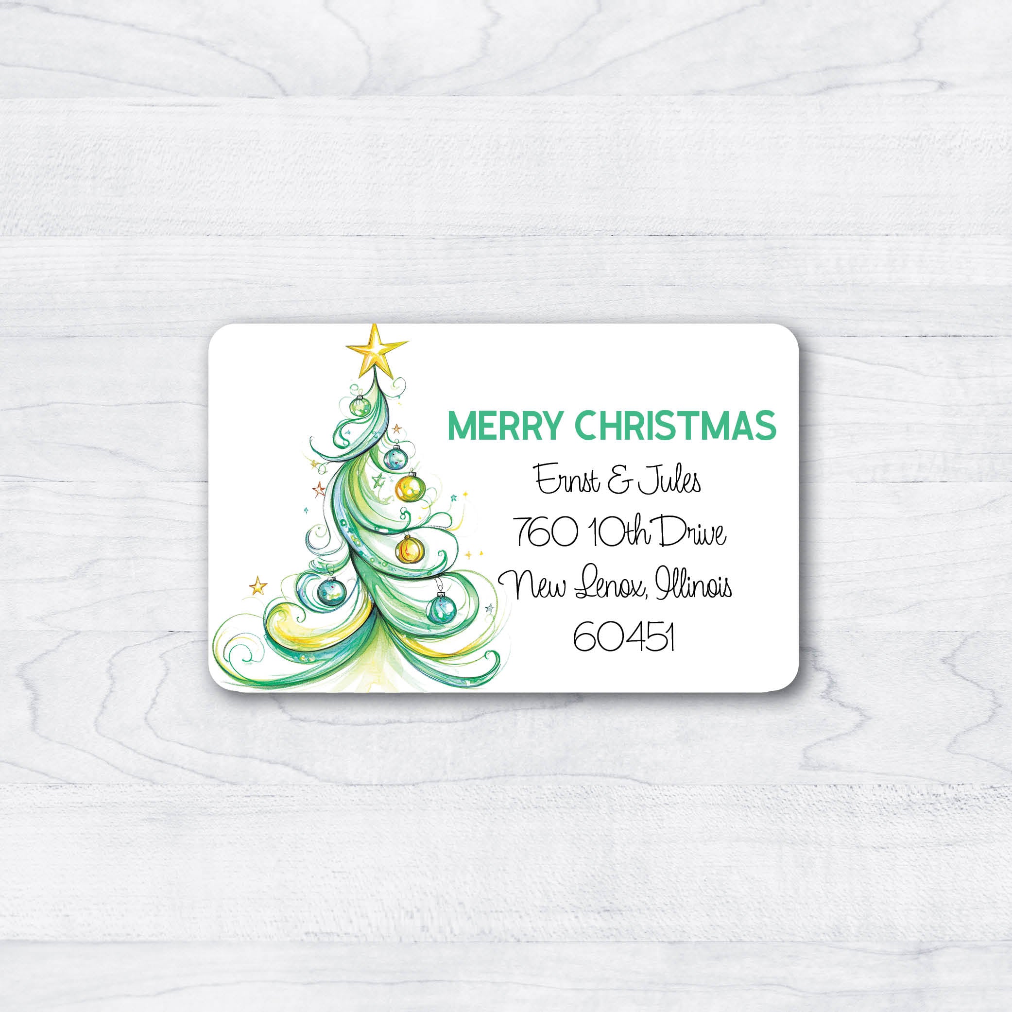 Wispy Christmas Tree Return Address Labels – Stella's Stickers & Cards